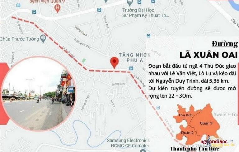 Quy hoạch nâng cấp và mở rộng đường Lã Xuân Oai cập nhật tháng 5/2024